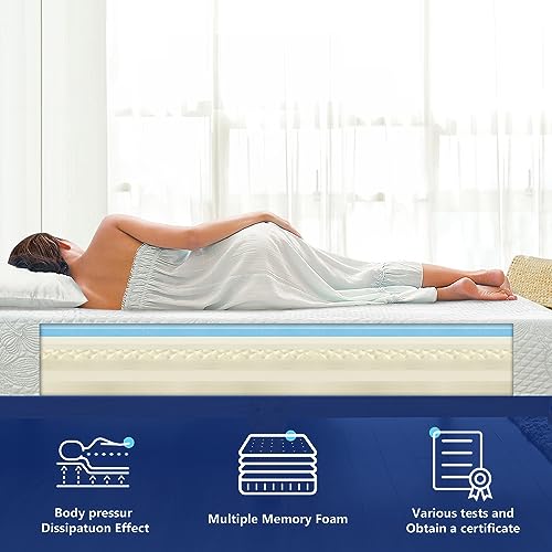 Olee Sleep Queen Mattress, 8 Inch Gel Memory Foam Mattress, Gel Infused for Comfort and Pressure Relief, CertiPUR-US Certified, Bed-in-a-Box, Medium Firm, Queen Size