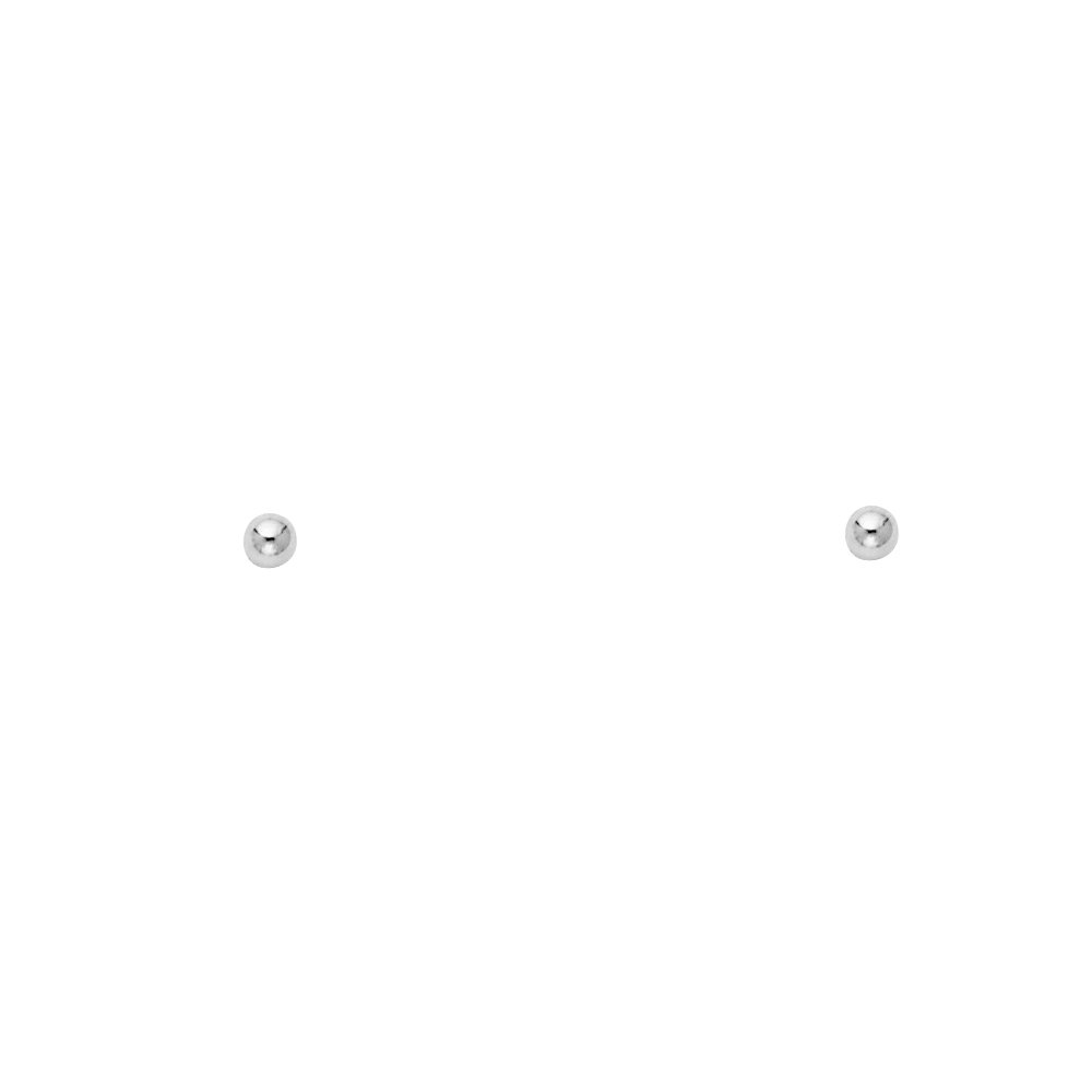 14k White Gold 2mm Ball Stud Earrings with Screw Back