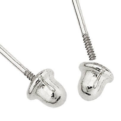 14k White Gold 2mm Ball Stud Earrings with Screw Back