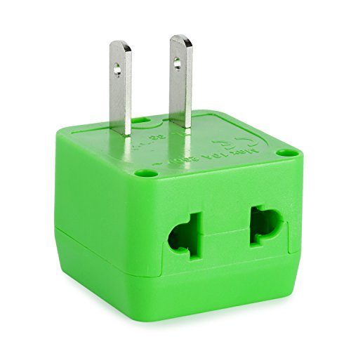 Yubi Power 2 in 1 Universal Travel Adapter with 2 Universal Outlets - Built in Surge Protector - Green Type A Plug Adapter for Canada, United States, Japan, and Mexico, International Power Adapter
