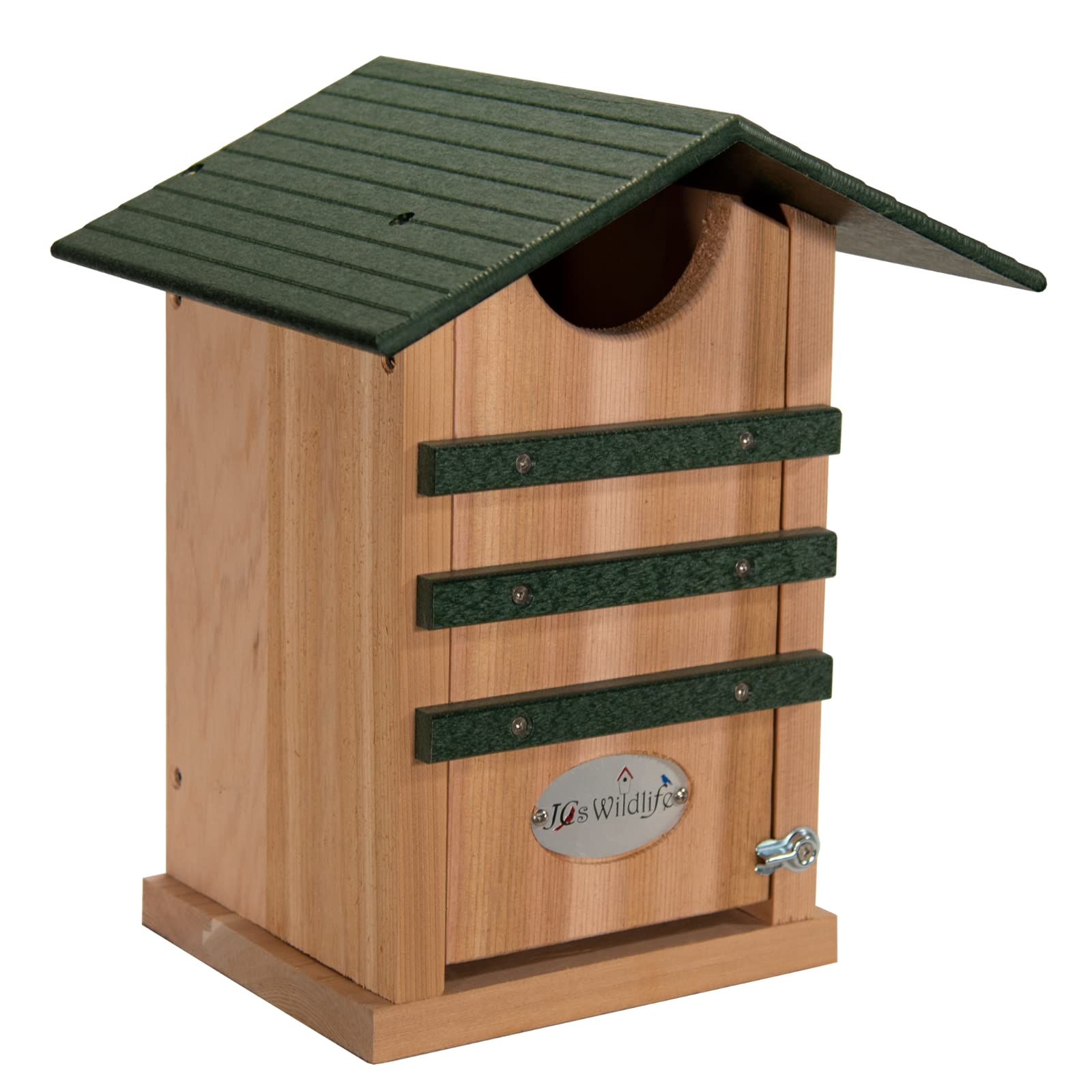 JCs Wildlife Screech or Saw-Whet Owl House - Cedar Nesting Box With Poly Lumber Roof - Made in the USA