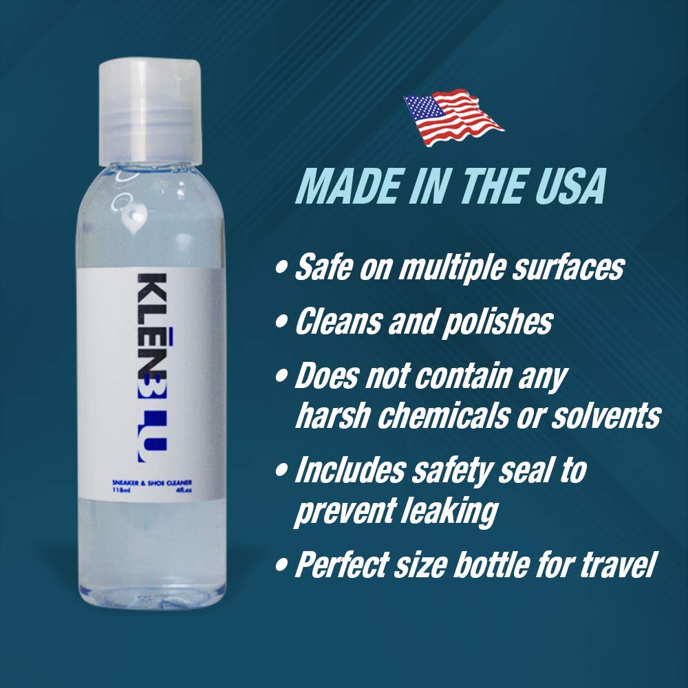 Premium Professional Sneaker Cleaner by KlenBlu - Liquid Shoe Cleaning Solution - Restore Whites, Leather, Suede, Canvas, Knit, Mesh, Rubber and Other Fabrics