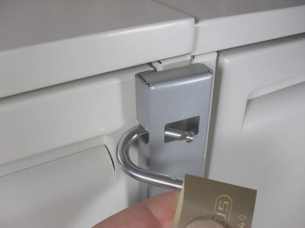 File Cabinet Locking Bar. Fits 4 Drawer File Cabinets. Includes Cobalt Drill Bit. (Gray)