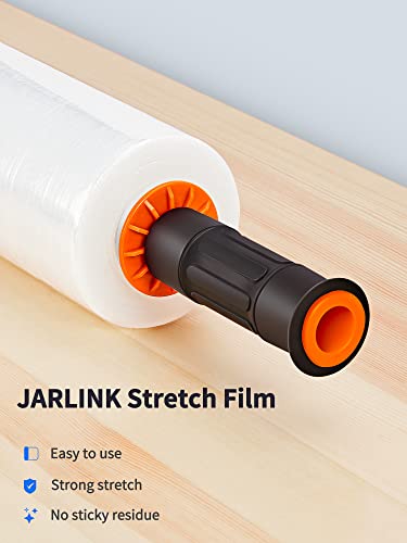 JARLINK 2 Pack Stretch Film, 15" x 1000ft Shrink Wrap for Pallet Wrap, Industrial Strength Stretch up to 650% Stretch with Handles, Self Adhering Packaging Heavy Duty Film for Moving, 68 Gauge, Clear