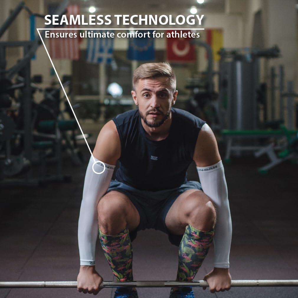 Zensah Compression Arm Sleeves - Made in USA, Thermal Arm Warmers for Cycling and Running with UV Sun Protection (Heather Grey, Large/X-Large)