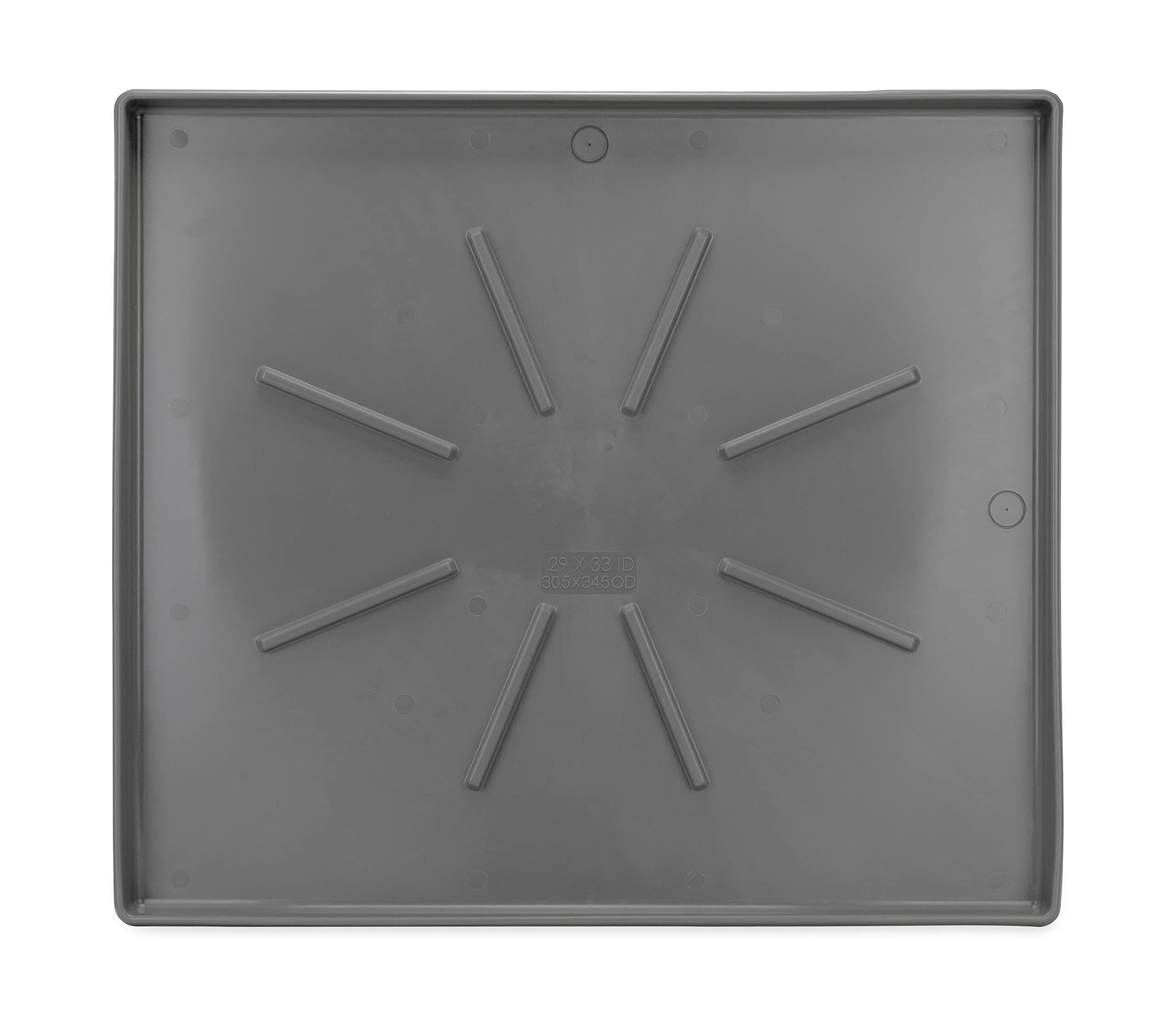 Camco Washing Machine Drain Pan | 31-inches x 35-inches (OD); 29-inches x 33-inches (ID) | Pewter (20788)