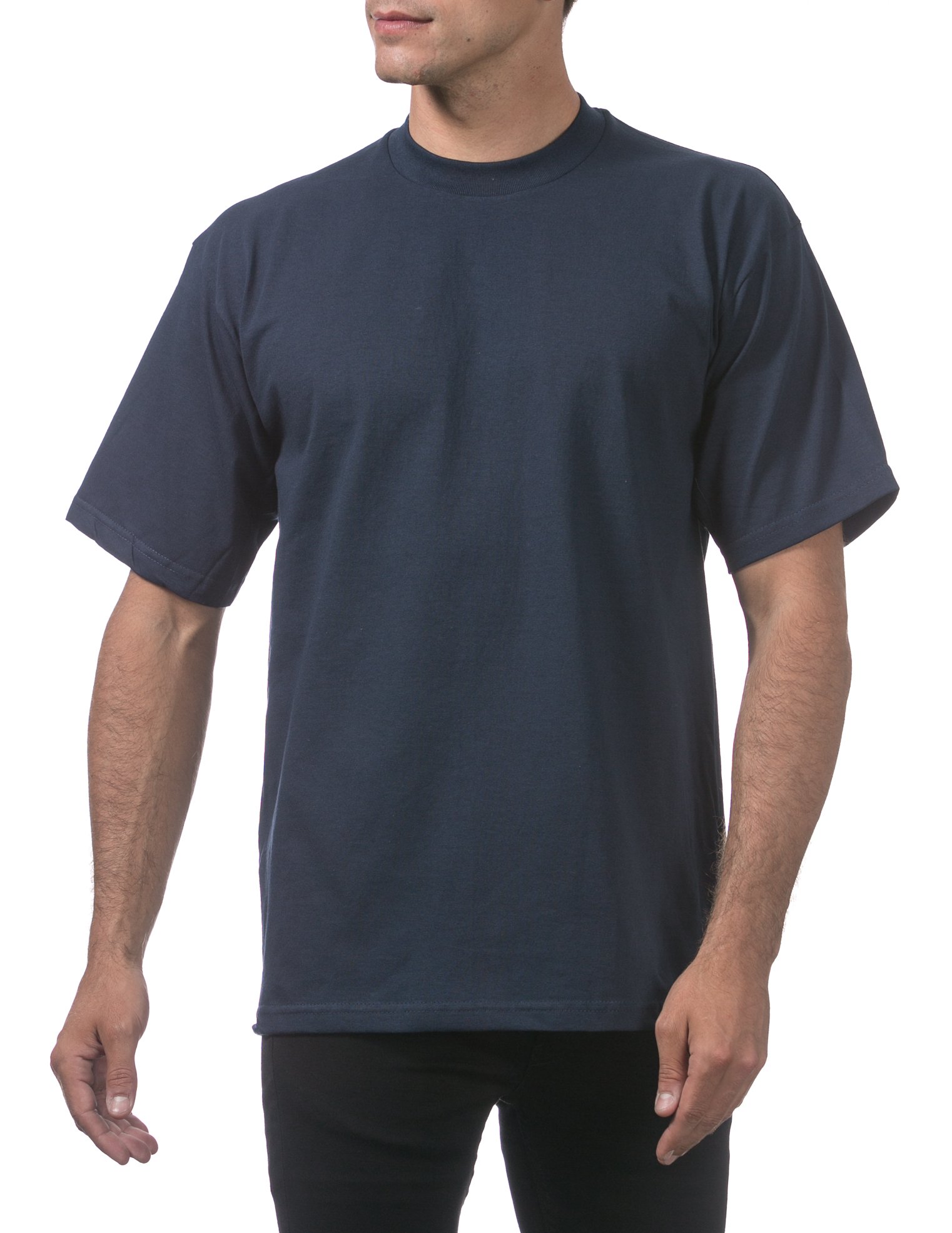 Pro Club Men's Heavyweight Cotton Short Sleeve Crew Neck T-Shirt, Navy, X-Large