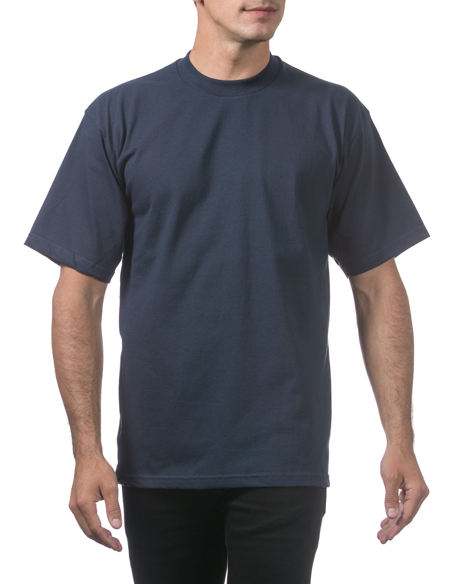 Pro Club Men's Heavyweight Cotton Short Sleeve Crew Neck T-Shirt, Navy, X-Large