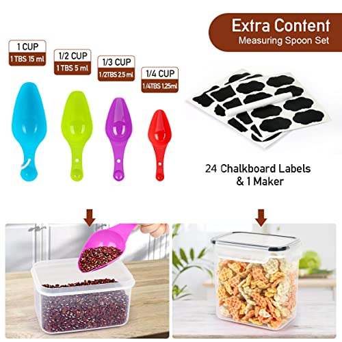 64 PCS Airtight Food Storage Containers With Lids BPA Free,Cereal Containers Storage for Kitchen Pantry Organization and Storage, Dishwasher safe,Include Labels Marker Spoon Set,Cereal, Flour Sugar