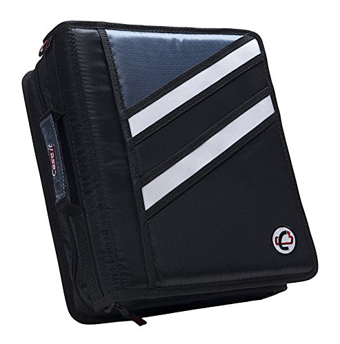 Case-it The Z Shape Zipper Binder - Two Binders in One - Double Sided 1.5 Inch D-Ring - Multiple Pockets - 500 Page Capacity - Comes with Shoulder Strap, Black Z-176
