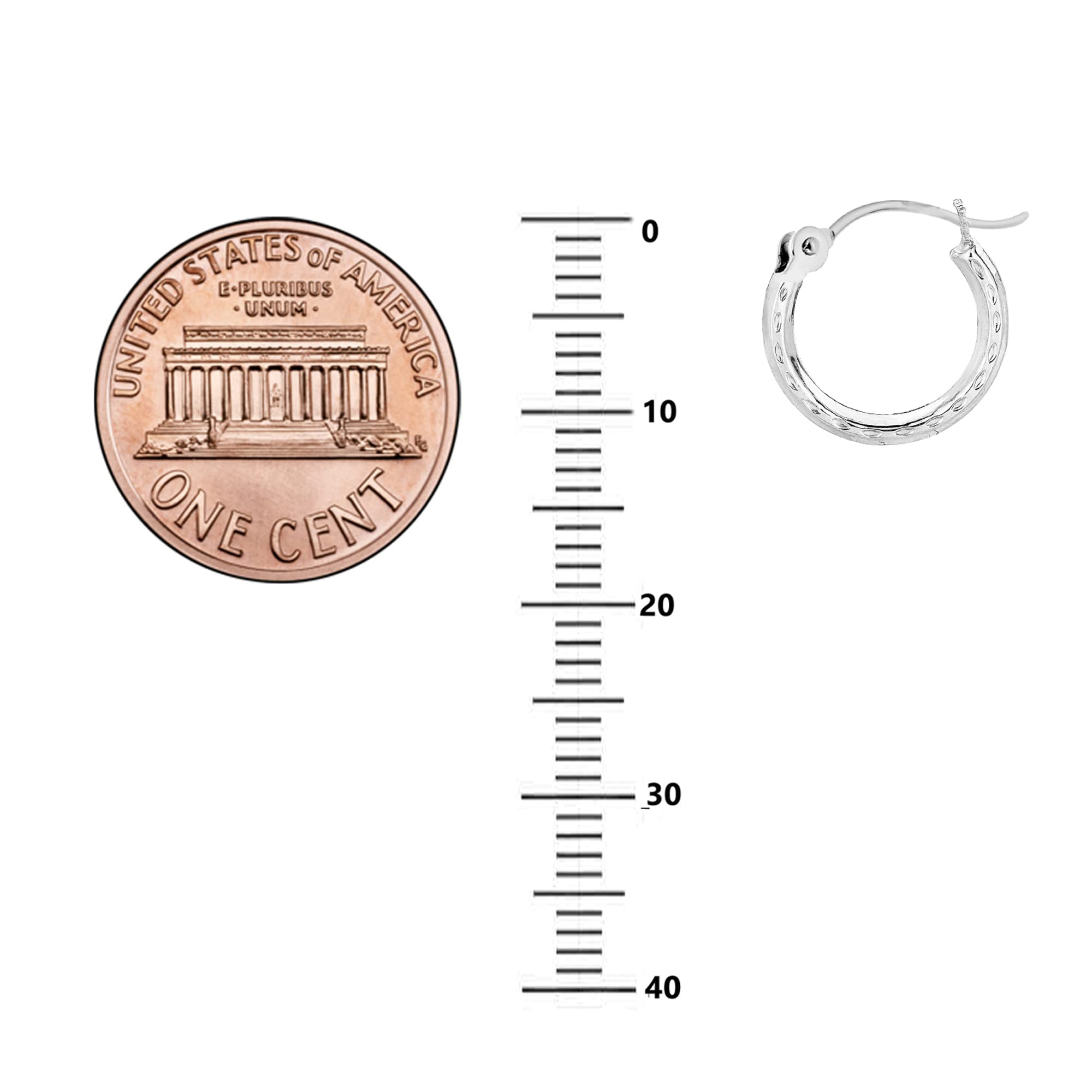 Ritastephens 14k White Gold Mini Hoops Hoop Earrings Tubular 2x12mm Diamond-Cut