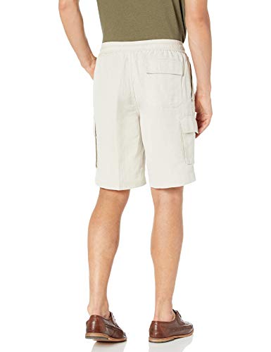 Cubavera Men's Elastic Drawstring Cargo Short, Natural Linen, Small