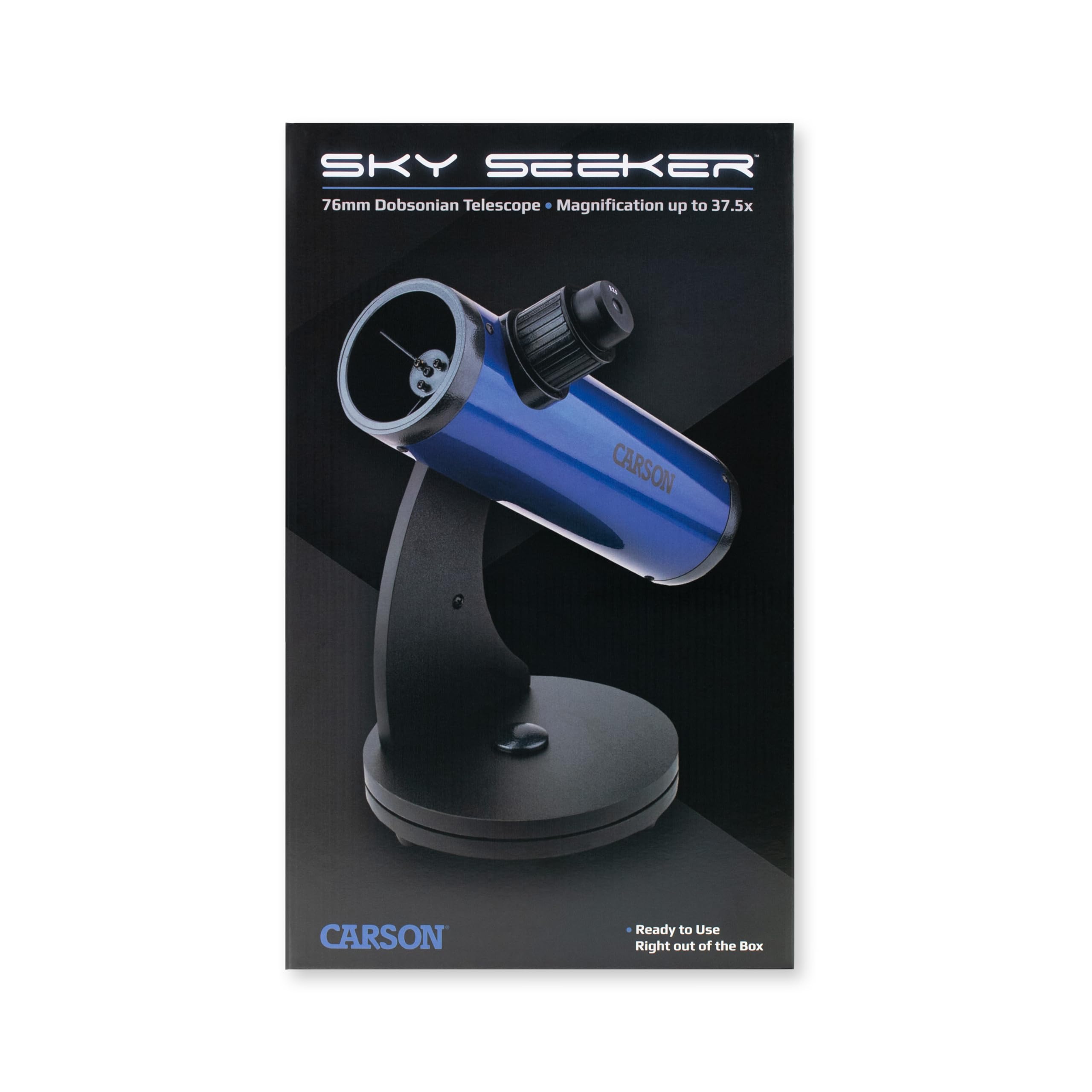 Carson SkySeeker Newtonian Reflector Telescope with Dobsonian Mount, 15-37.5X, Blue (JC-200)