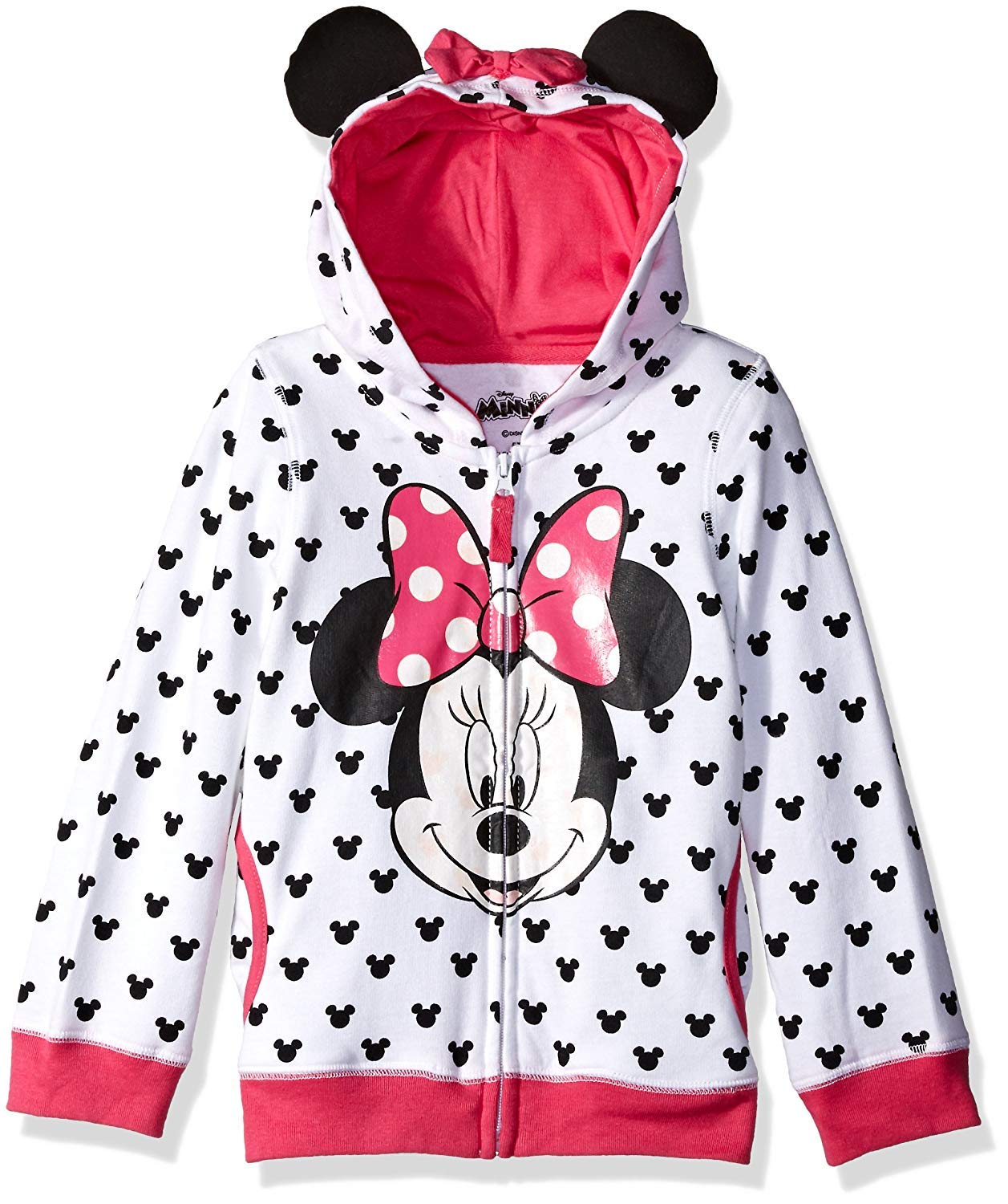 Disney Big Girls' Minnie Hoodie with Bow and Ear, White, Small/7