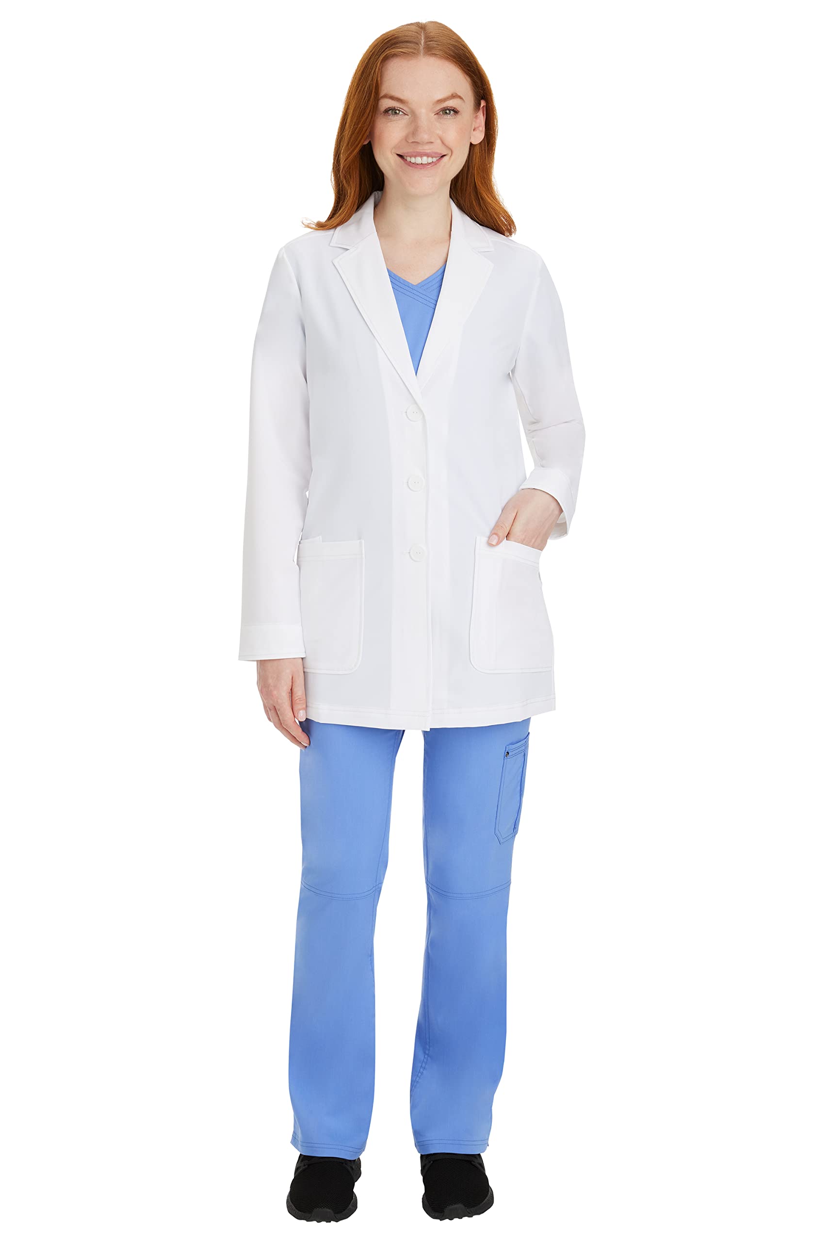 Healing Hands Lab Coat Women 3 Pocket Full Sleeve Mid-Length 5053 Faith The White Coat Minimalist Collection White M