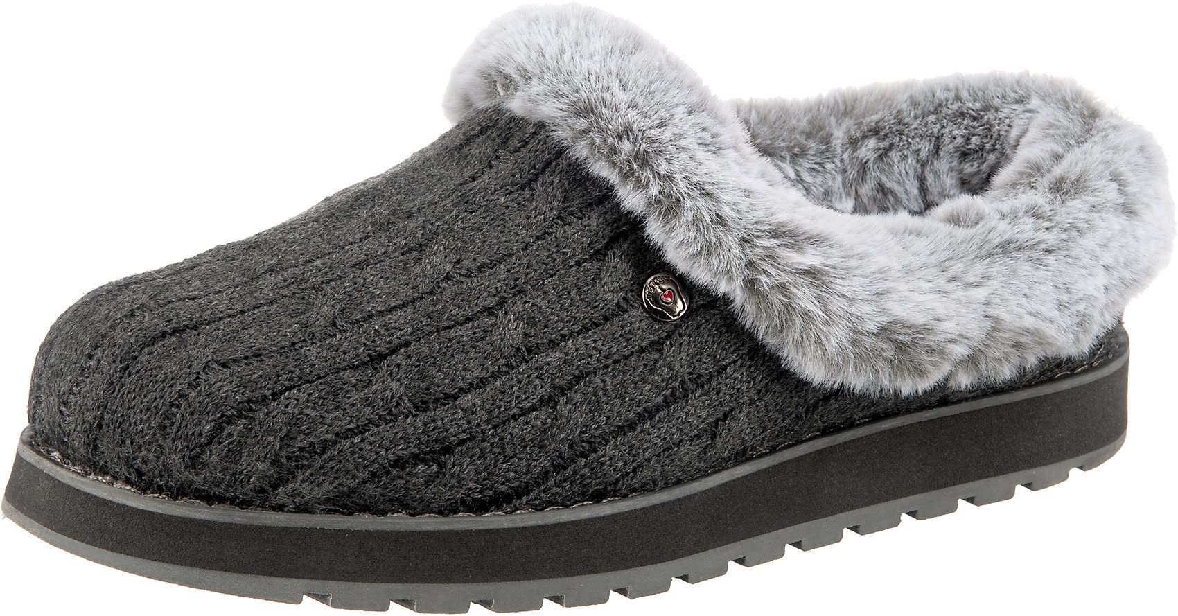 Skechers BOBS Women's Keepsakes - Ice Angel Slipper, Charcoal, 6.5 M US