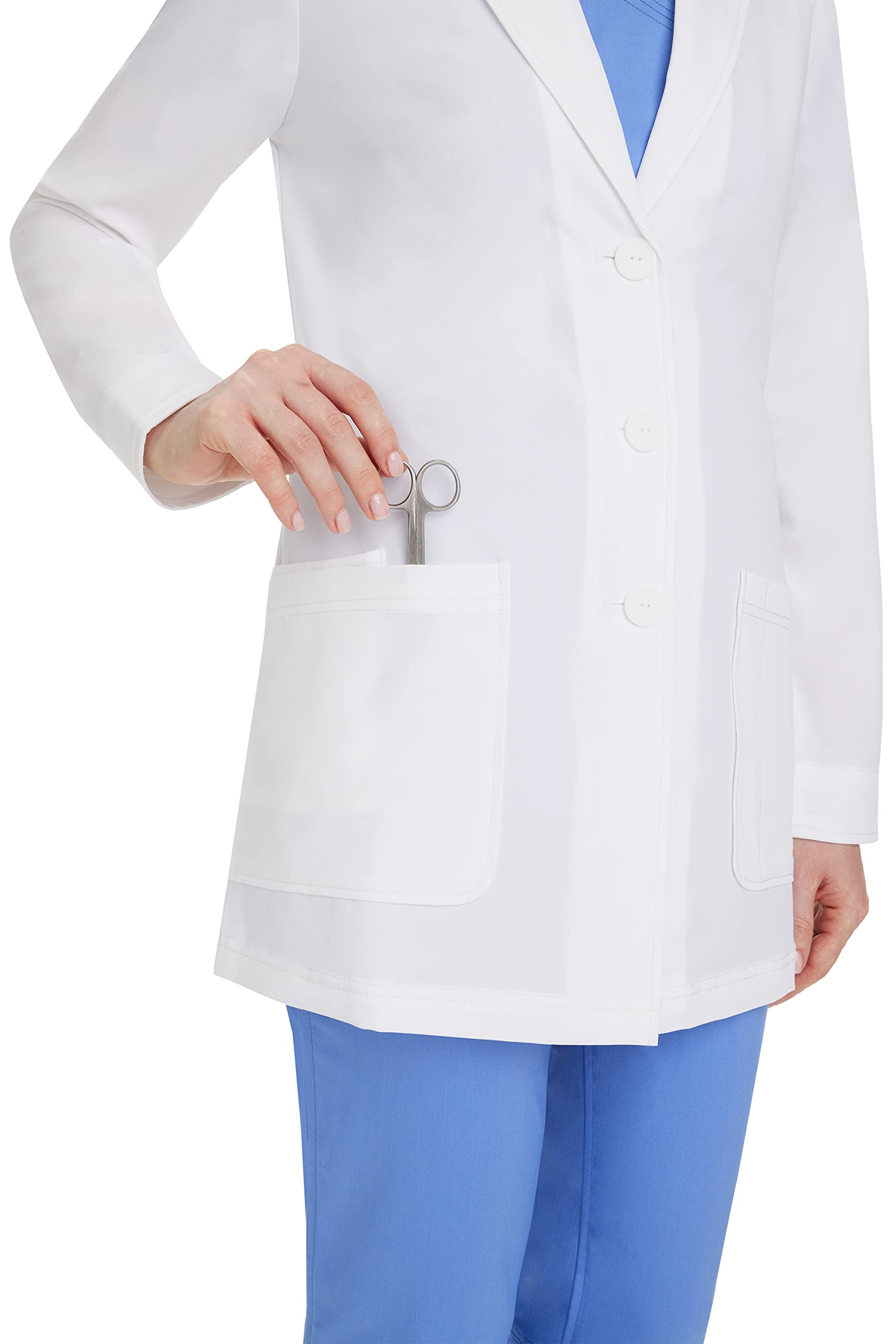 Healing Hands Lab Coat Women 3 Pocket Full Sleeve Mid-Length 5053 Faith The White Coat Minimalist Collection White M