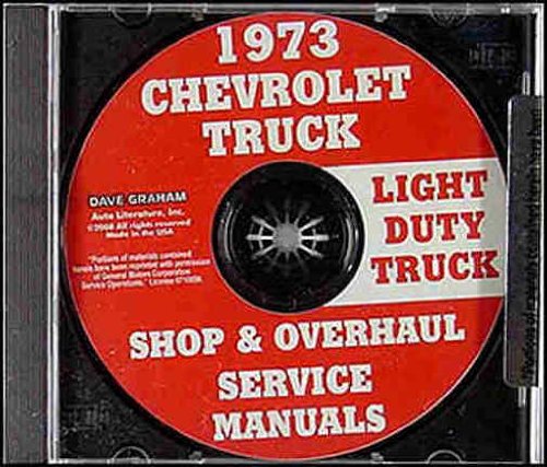 1973 CHEVY PICKUP, VAN & TRUCK REPAIR SHOP & SERVICE MANUAL CD INCLUDES: Blazer, Suburban, Stake Body , ½ ton, ¾ ton & 1 ton, Forward ControL, Motorhome Chassis, K5, K10, K20, K30, C10, C20, C30, G10, G20, G30, P10, P20 and P30. 73
