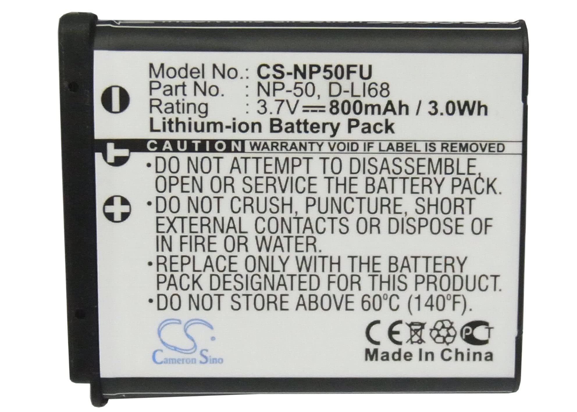 VINTRONS Replacement Battery for Fuji FinePix F900EXR, FinePix X10, FinePix X20 (800mAh/3.0Wh)