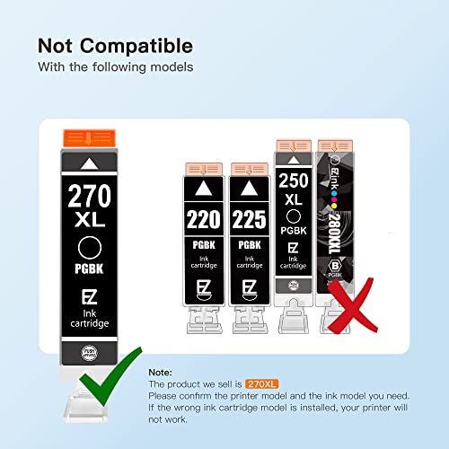 E-Z Ink (TM) Compatible Ink Cartridge Replacement for Canon PGI-270XL CLI-271XL PGI 270 XL CLI 271 XL to use with MG6820 MG5720 MG7720 (1 Large Black,1 Small Black,1 Cyan,1 Magenta,1 Yellow) 5 Pack