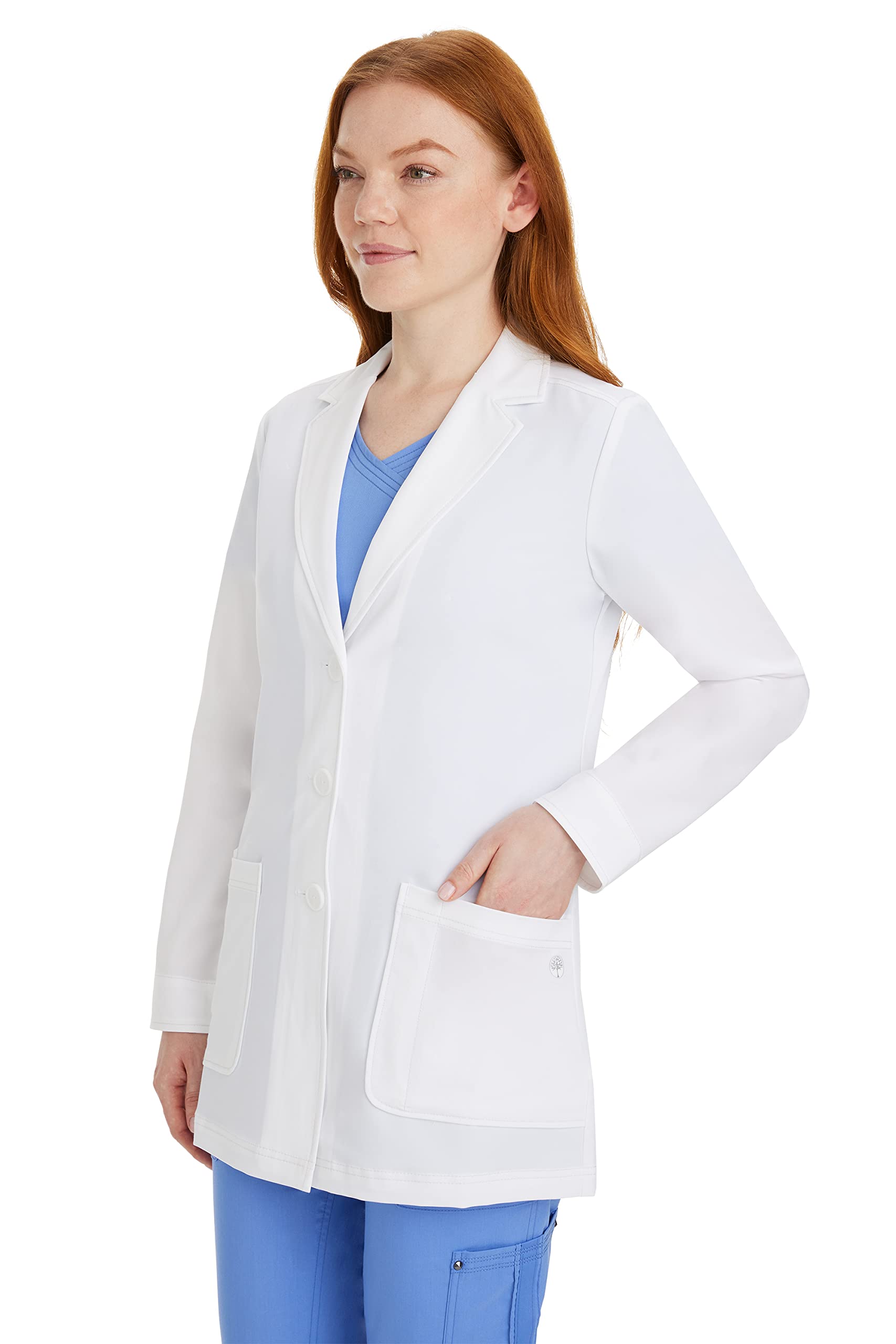 Healing Hands Lab Coat Women 3 Pocket Full Sleeve Mid-Length 5053 Faith The White Coat Minimalist Collection White M