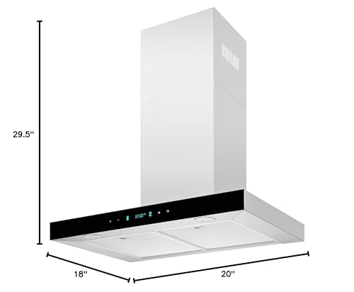 Blue Ocean 30" RHKE3 Stainless Steel Wall Mount Kitchen Range Hood | 760 CFM | LED Lights | PRO PERFORMANCE | LED Touch Panel w/Digital Clock | Ducted/Ductless Convertible Duct