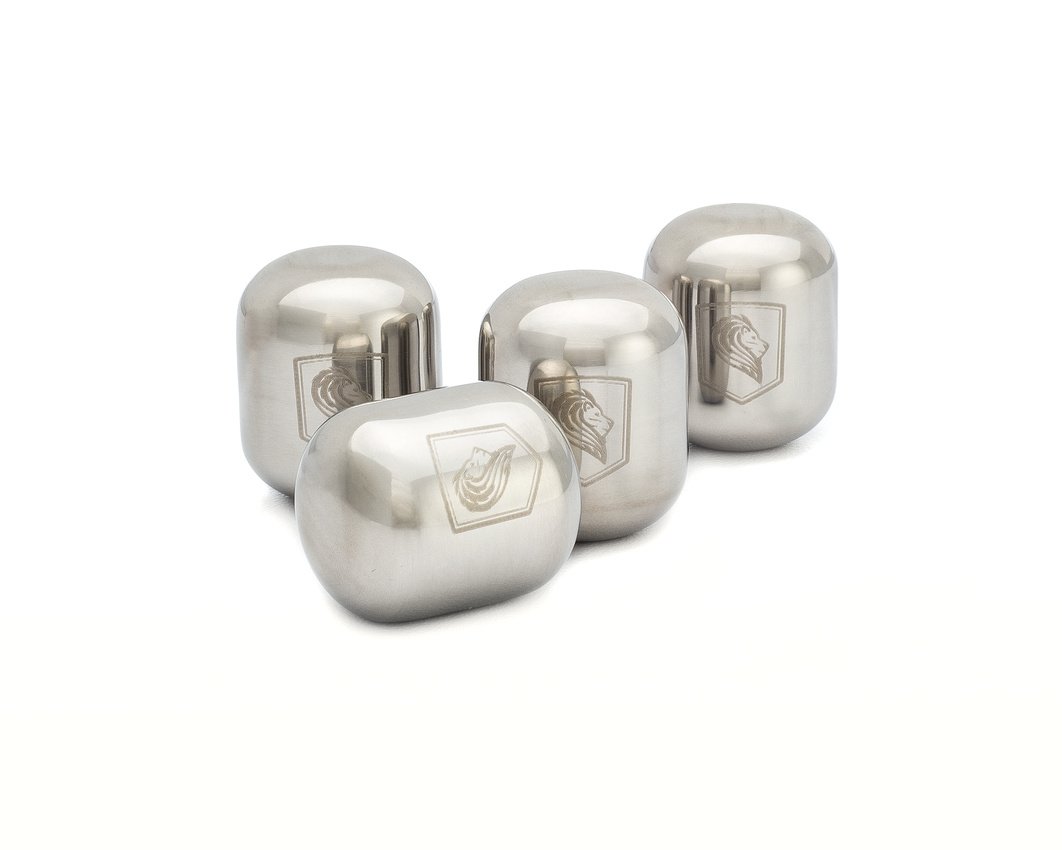 Sovrano Wine Gems - Set of 4 Stainless Steel Wine Chillers for Wine or Your Favorite Beverage - Includes Gift Box & Storage Pouch - Wine Accessory Gift For Men & Women