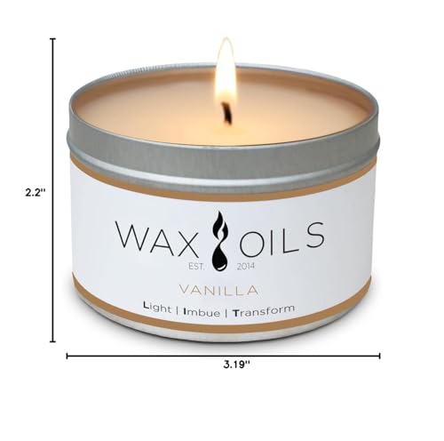 Wax and Oils Soy Wax Aromatherapy Scented Candles (Vanilla) 8 Ounces. Single
