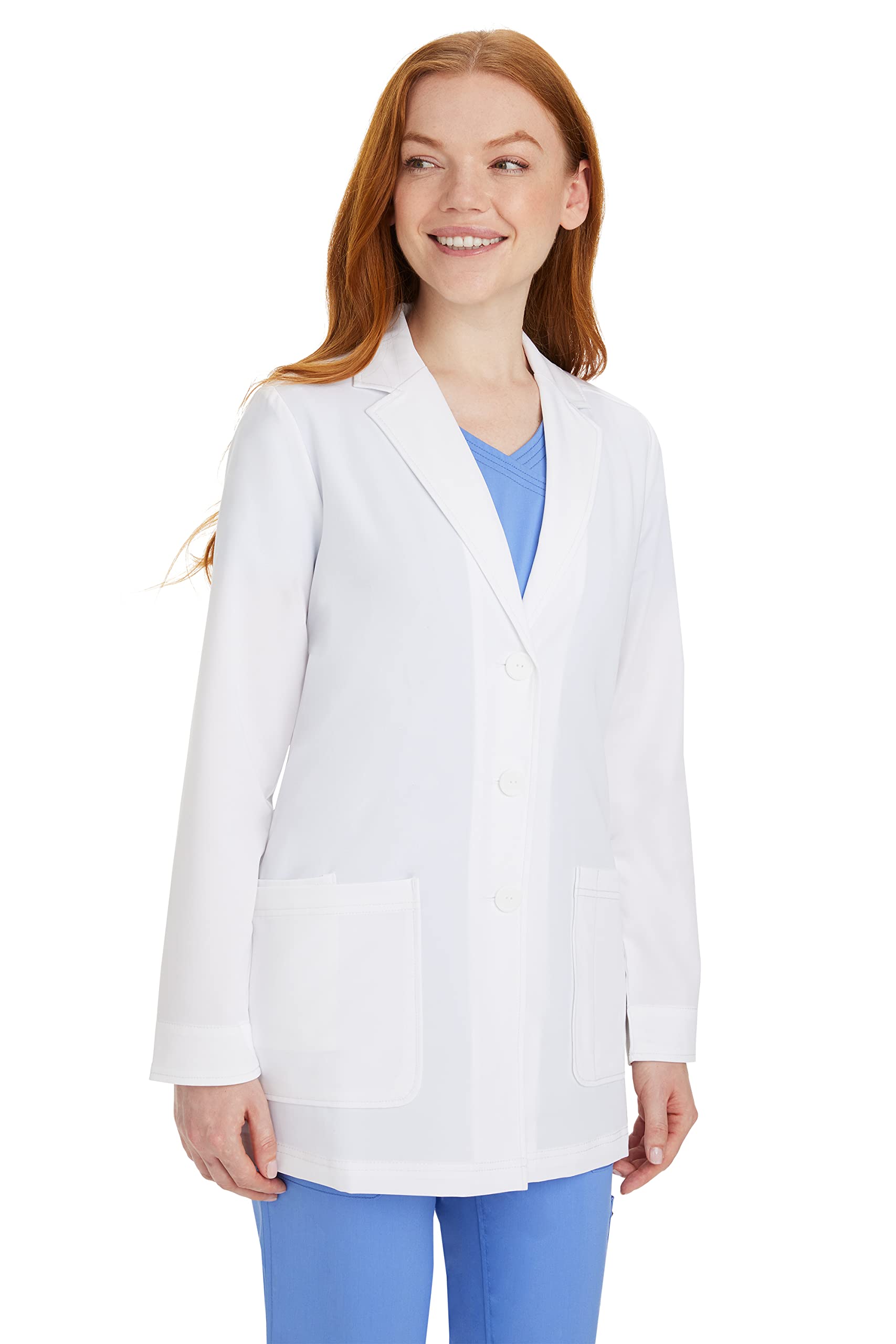 Healing Hands Lab Coat Women 3 Pocket Full Sleeve Mid-Length 5053 Faith The White Coat Minimalist Collection White M