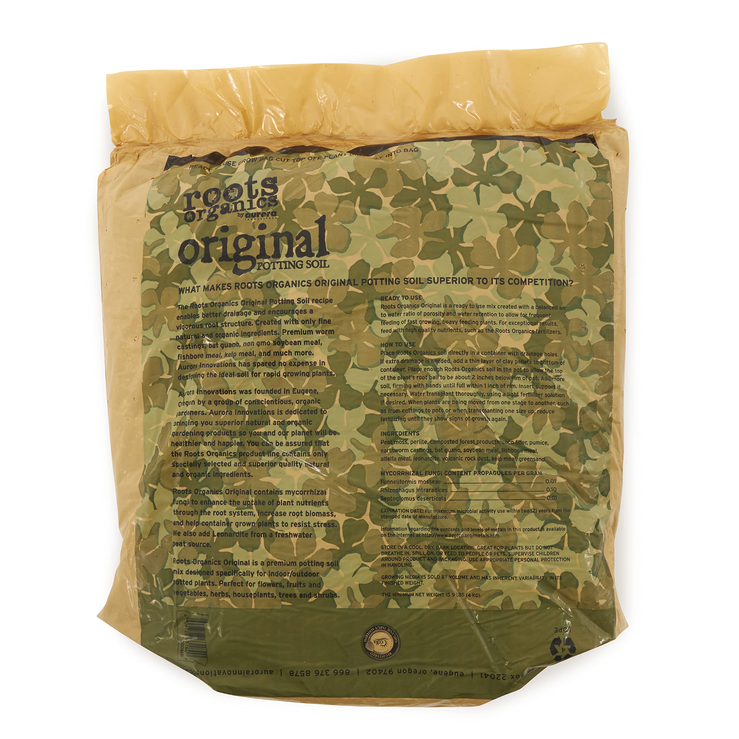 Roots Organics ROD75 Hydroponic Gardening Ready-to-Grow Coco Fiber-Based Potting Soil, 0.75 cu ft/5.6 gal for Plants