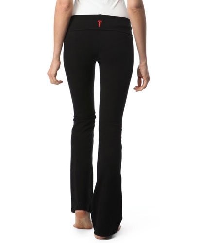 T-Party Fold-Over Waist Yoga Pants,Large,Charcoal