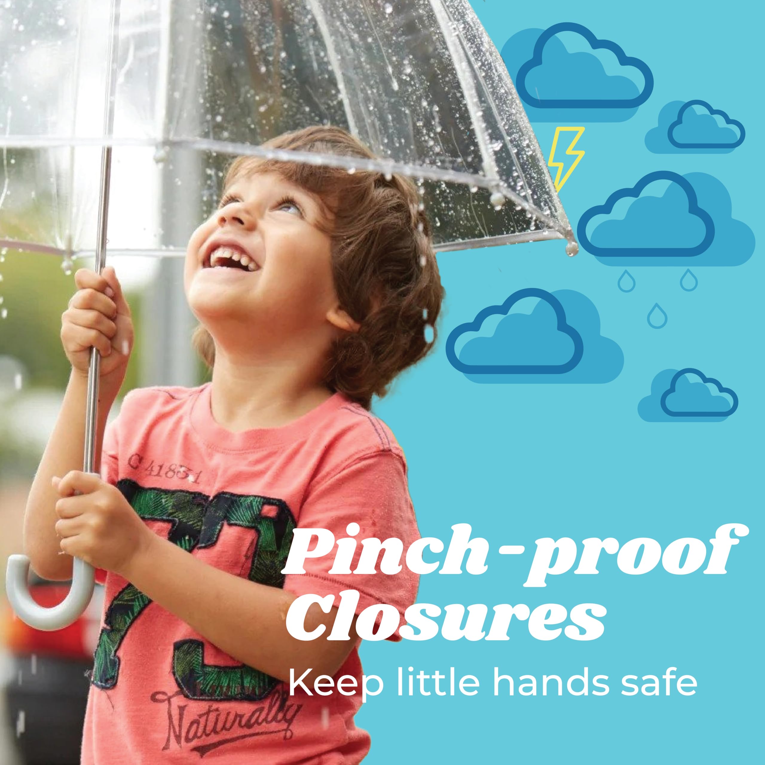 totes Kids Clear Bubble Umbrella with Dome Canopy, Lightweight Design, Wind and Rain Protection, Blue, Kids - 38" Canopy