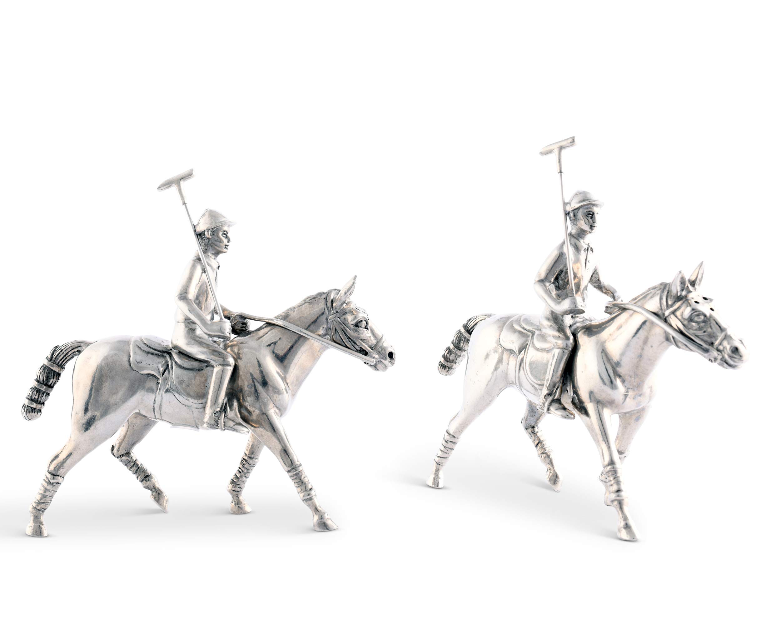 Vagabond House Pewter Polo Horse Player Salt & Pepper Shakers Set 5.75 inch Tall