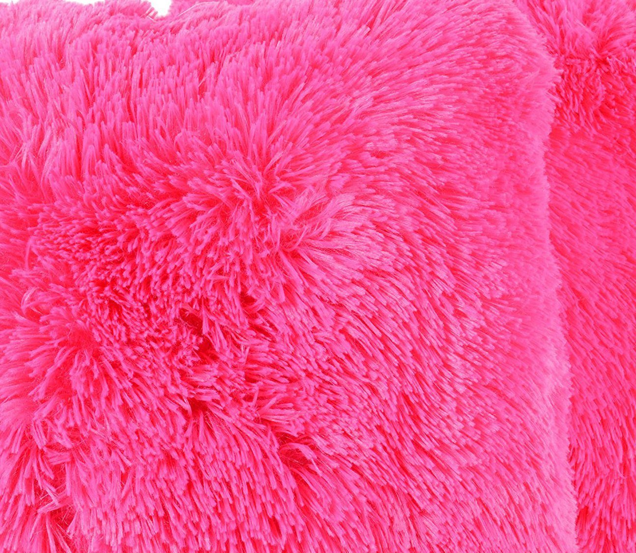 Sweet Home Collection Plush Pillow Faux Fur Soft and Comfy Throw Pillow (Pack of 2), Hot Pink