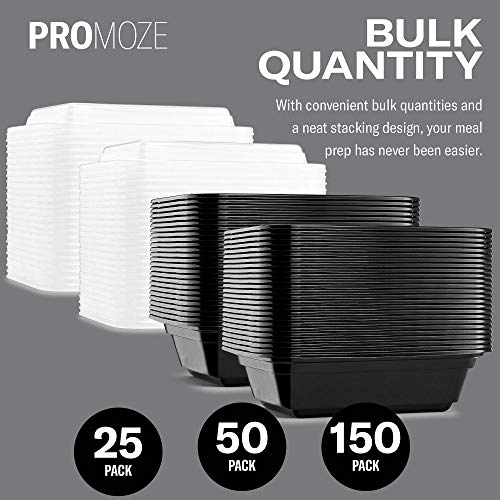 50-Pack Tiny Meal Prep Plastic Microwavable Food Containers meal prepping & Lids."12 OZ." Black Rectangular Reusable Storage Lunch Boxes -BPA-free Food Grade- Freezer Dishwasher Safe -PREMIUM QUALITY
