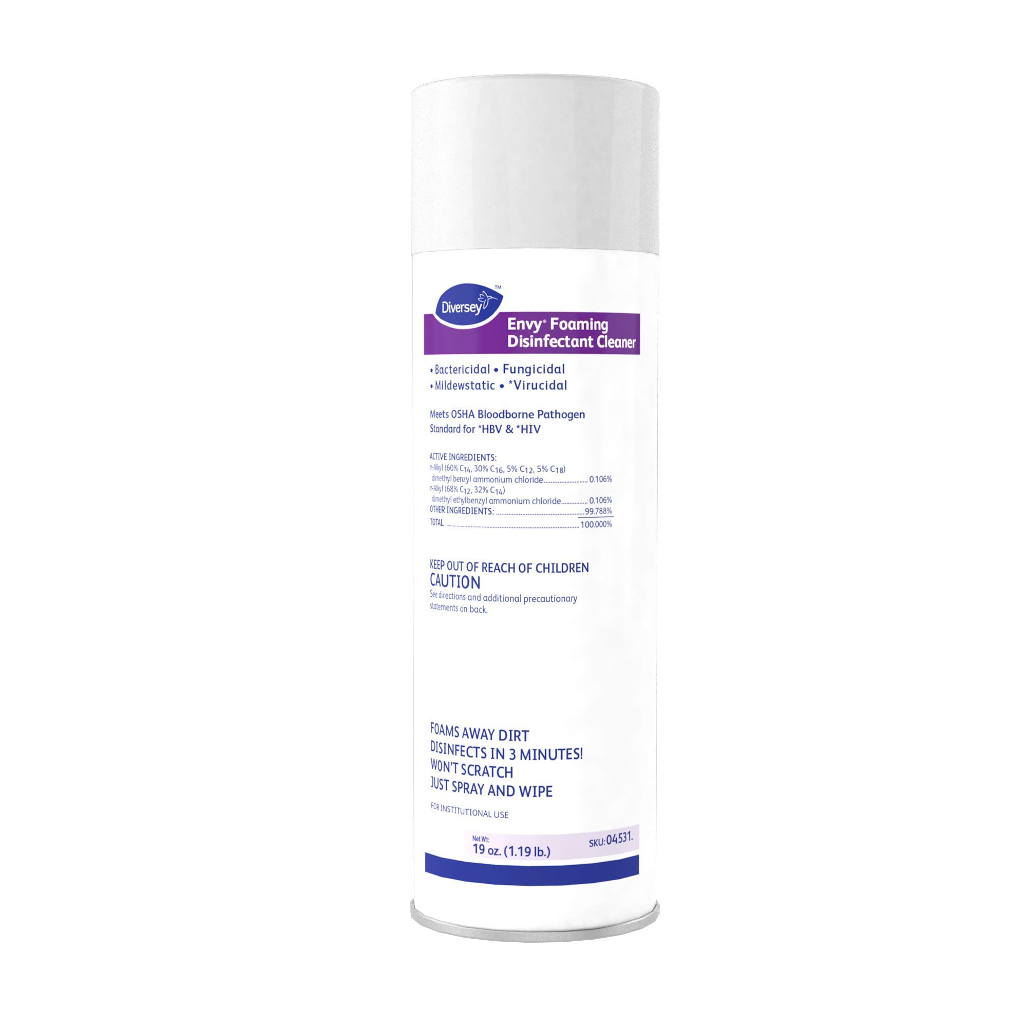 Diversey Envy 04531 Foaming Disinfectant Cleaner, 12 x 19 oz./539 g Aerosol