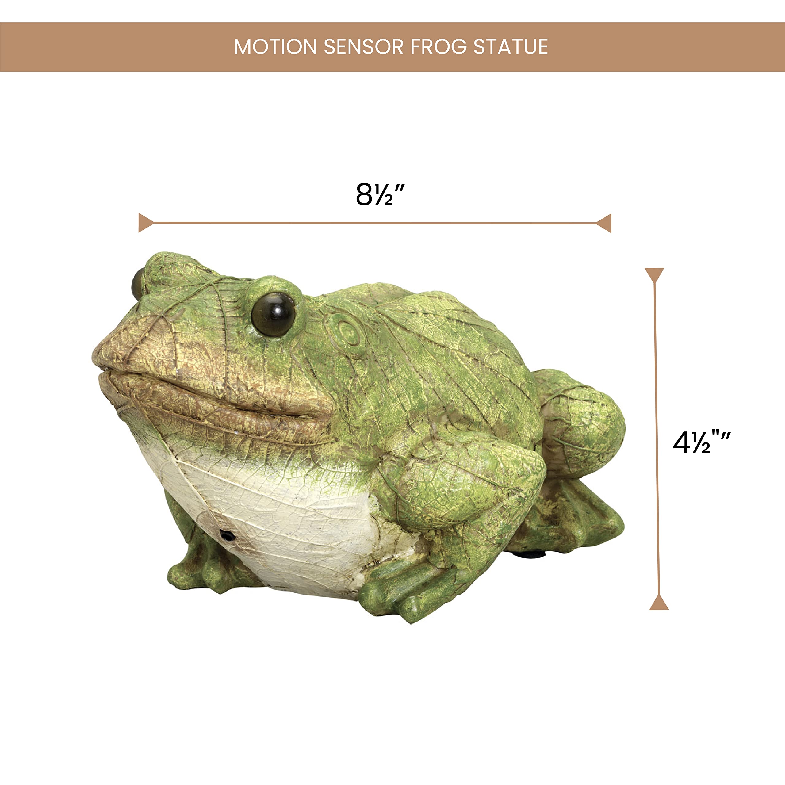 Bits and Pieces - Frog Motion Sensor and Detector Statue - Animal Gardening Gifts - Weather Resistant Garden Decoration Sculpture - 4½" x 8½"