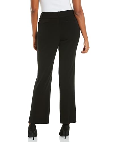 Rafaella Women's Curvy Fit Gabardine Bootcut Dress Pants with Pockets, Soft Stretch Work Slacks, 29" & 32" Inseams, Black, 12 Short