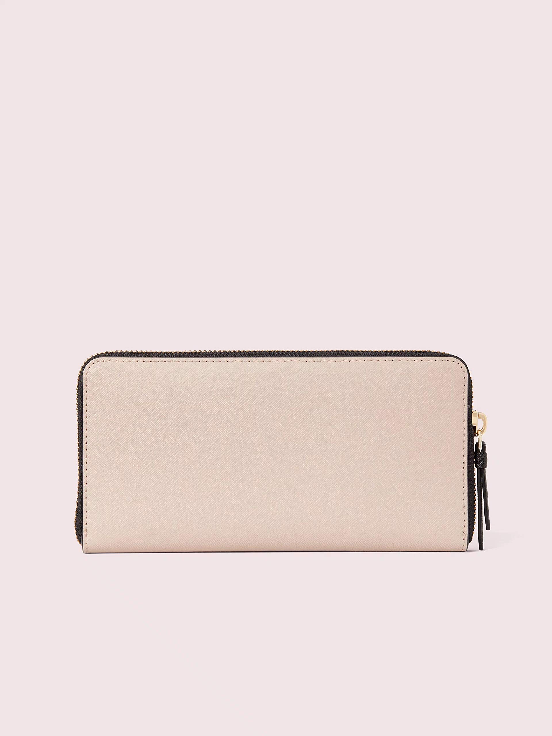 Kate Spade New York Cameron Street Lacey, Staci Beige Multi-Compartment Saffiano Leather Zipper Wallet for Women