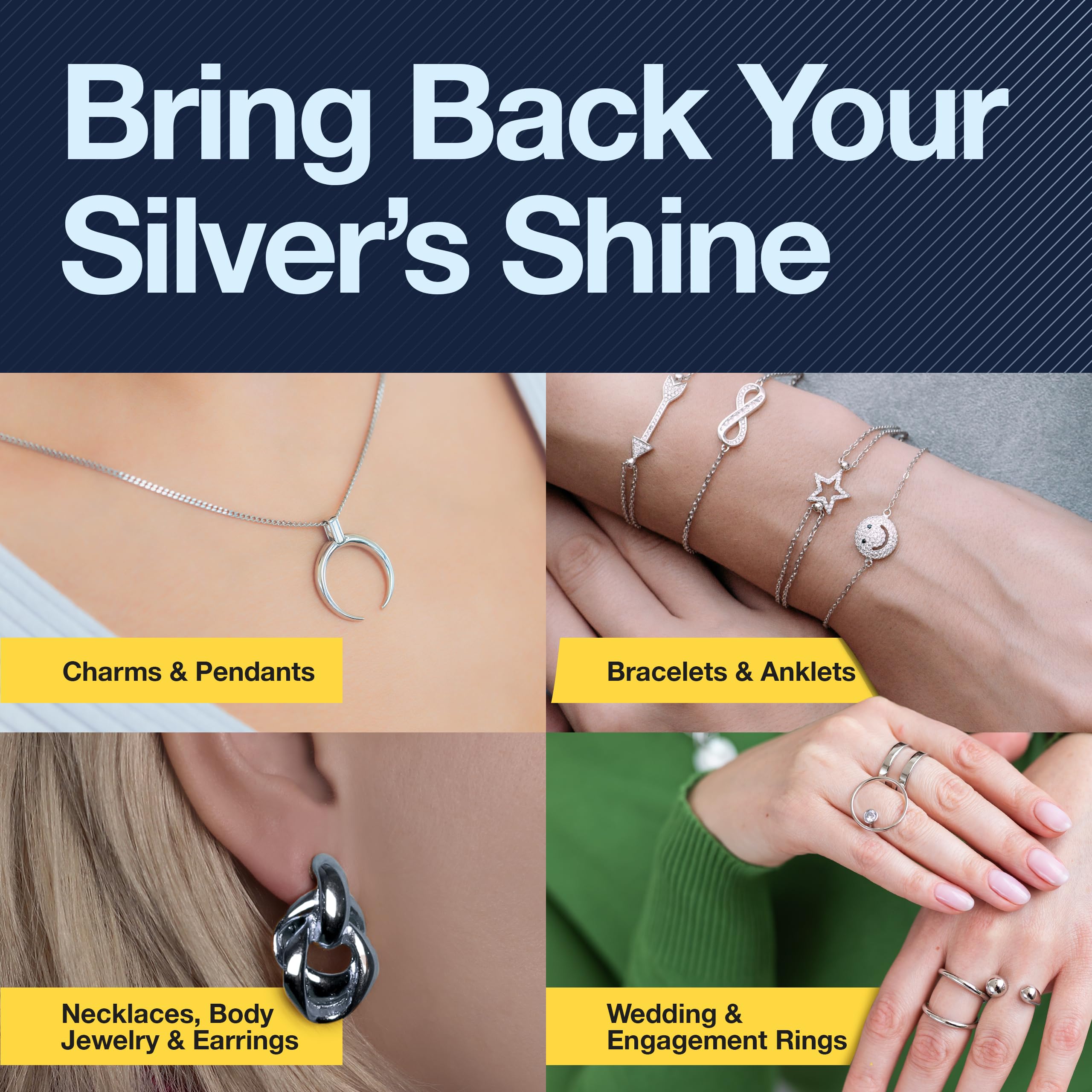Sterling Silver Jewelry Cleaner | Silver Jewelry Cleaner Solution Dip, Dip Tray, Sterling Silver Cleaner, Jewelry Tarnish Silver Polishing for Jewelry and Ring Cleaner