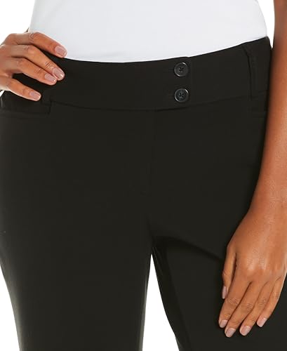 Rafaella Women's Curvy Fit Gabardine Bootcut Dress Pants with Pockets, Soft Stretch Work Slacks, 29" & 32" Inseams, Black, 12 Short