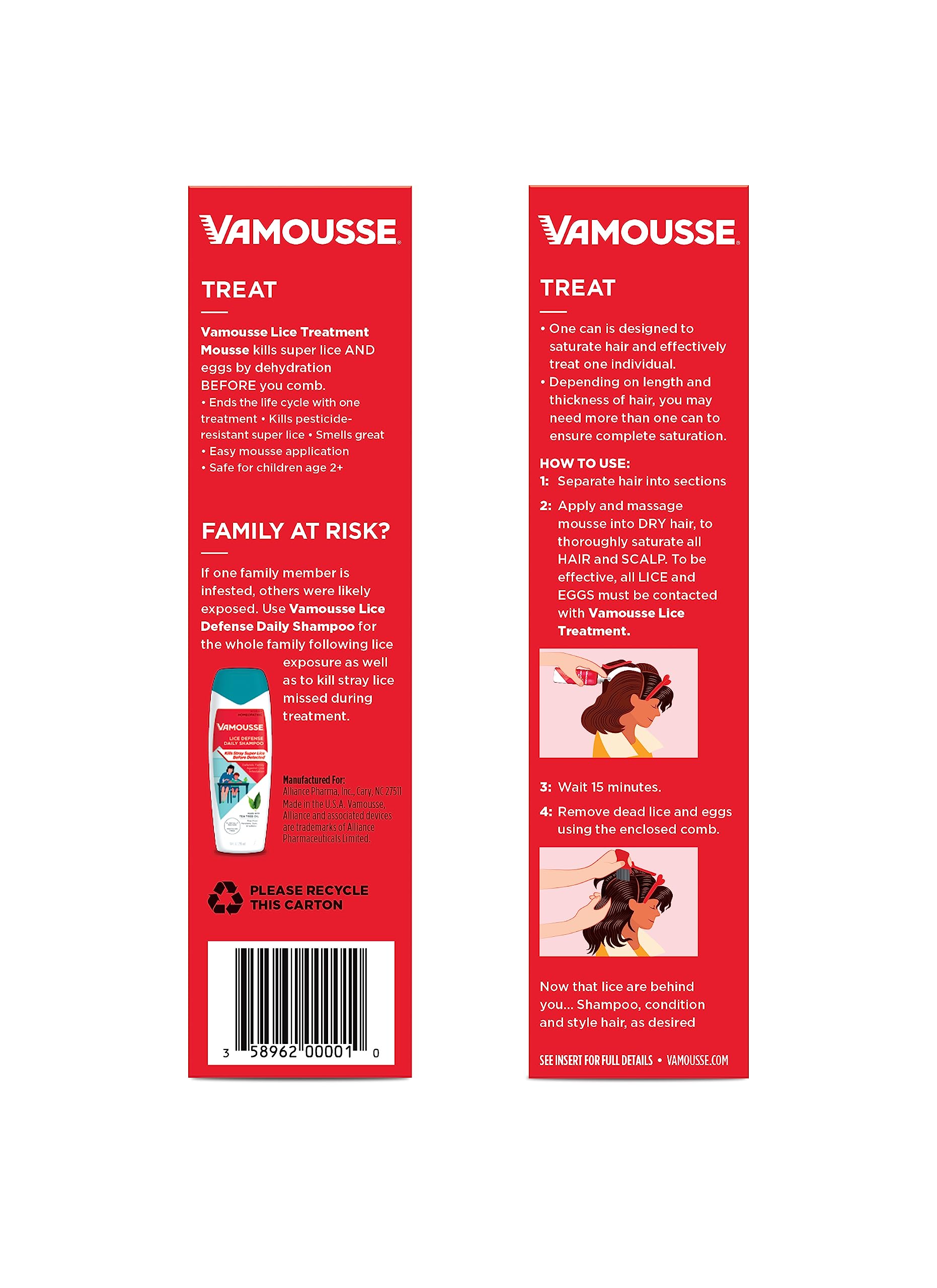 Vamousse Lice Treatment Mousse (6 fl oz), Clinically Proven to Kill Super Lice & Eggs, Easy to Apply & Rinse, Pesticide-Free & Non-Toxic, Includes Reusable Steel Comb