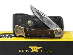Buck 110 American Pride Ebony Wood Folding Hunter 1/250 Stainless Custom Pocket Knife