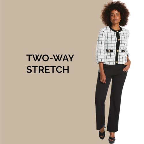 Rafaella Women's Curvy Fit Gabardine Bootcut Dress Pants with Pockets, Soft Stretch Work Slacks, 29" & 32" Inseams, Black, 12 Short
