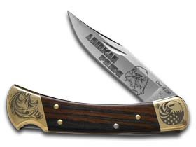 Buck 110 American Pride Ebony Wood Folding Hunter 1/250 Stainless Custom Pocket Knife