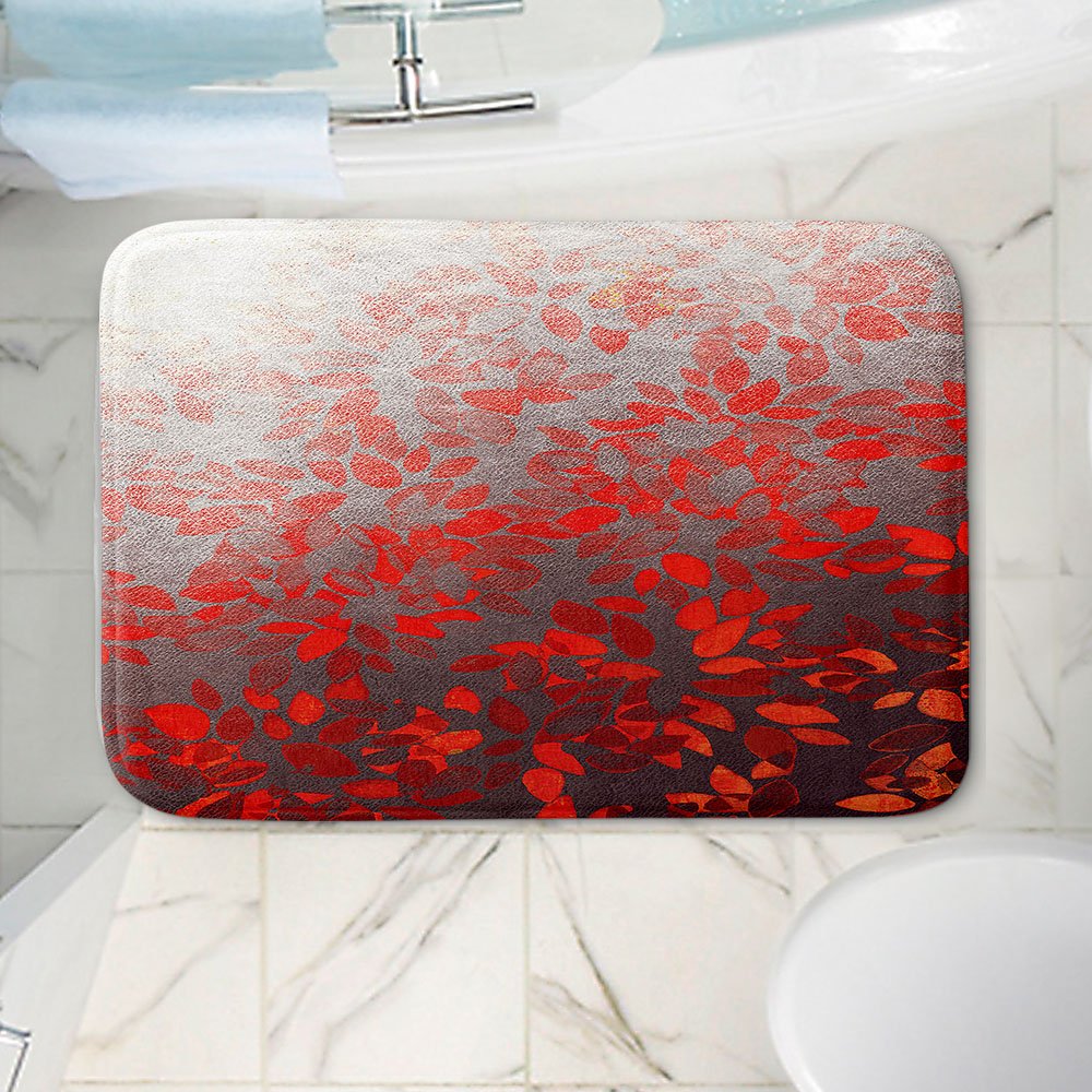 Dia Noche Designs, Bath and Kitchen Floor Mats, Large 36 x 24 in, BR-JuliaDiSanoFloralWashRed2