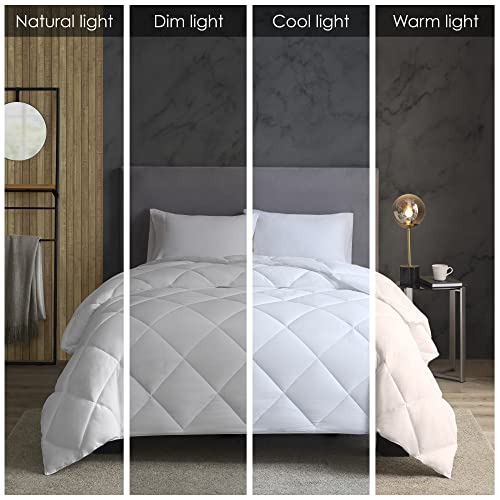 Sleep Philosophy Thinsulate Fibers 3M Scotchgard Moisture Wicking Down Alternative Comforter with 300TC Cotton Sateen Cover, King, White