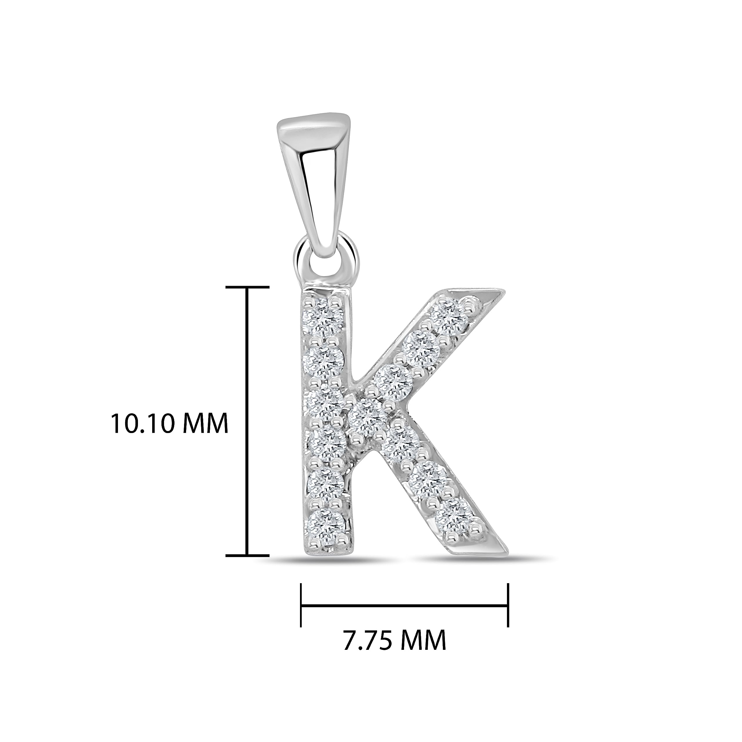 Diamond Wish 14k White Gold Letter K Diamond A to Z Initial Pendant Necklace (1/10cttw) with 18-inch chain