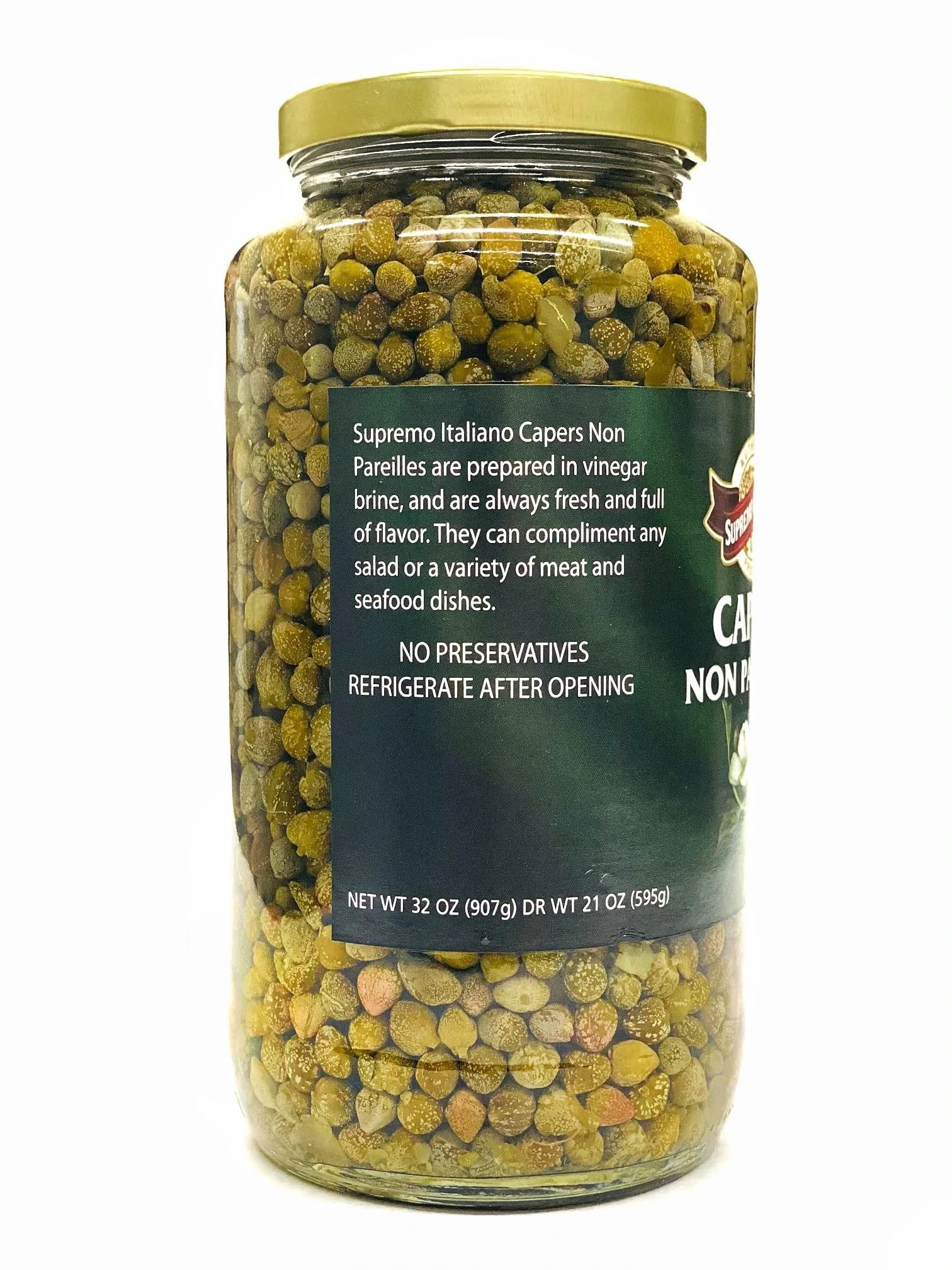 Supremo Italiano Capers, Non Pareilles, 32 Oz (22 Oz Drained) 1 Jar