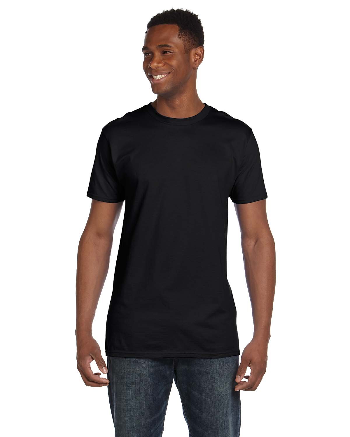 Hanes 4.5 oz., 100% Ringspun Cotton nano-T T-Shirt, Large, BLACK